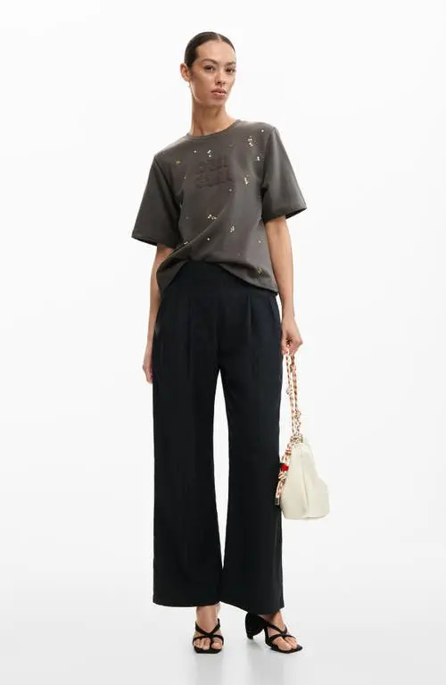 Desigual Logo Appliqué T-shirt - Gray