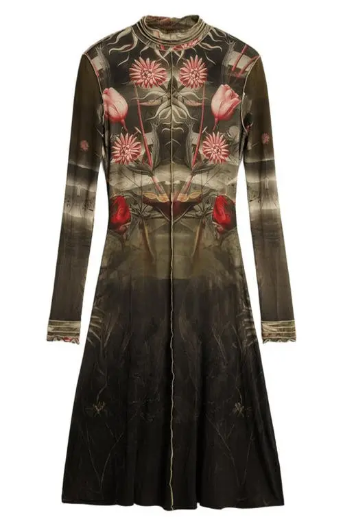 Desigual Floral Print Long Sleeve Minidress