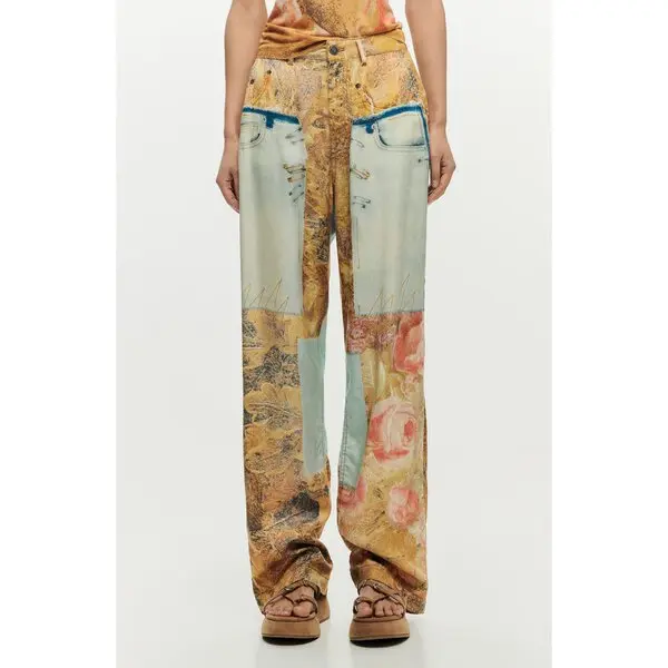 Desigual Straight Leg Patchwork Pants