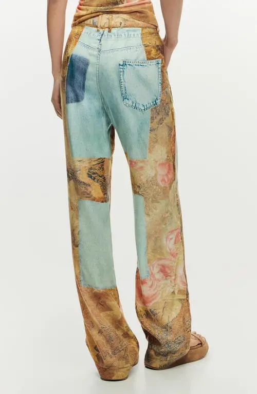 Desigual Straight Leg Patchwork Pants