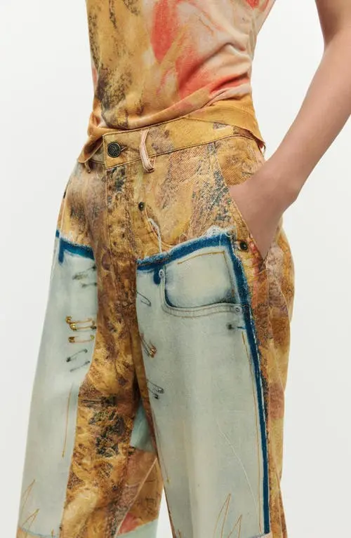 Desigual Straight Leg Patchwork Pants