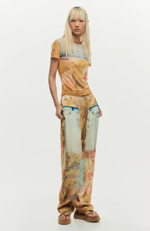 Desigual Straight Leg Patchwork Pants