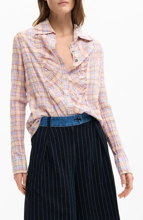 Desigual Check Print Button-up Shirt - Pink