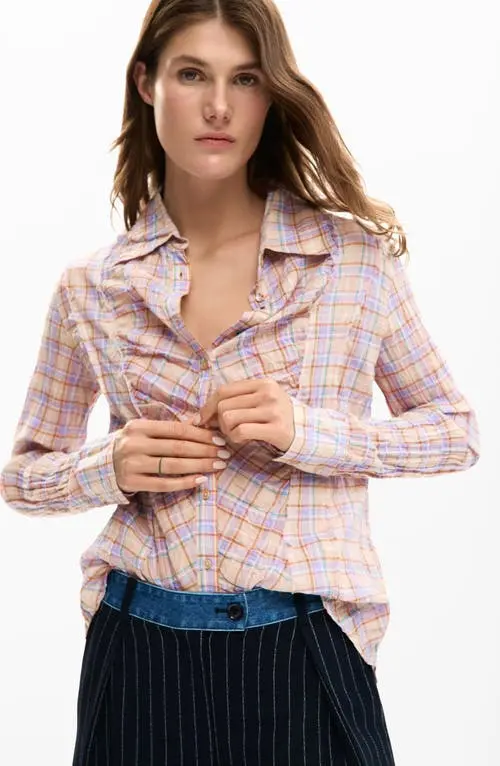 Desigual Check Print Button-up Shirt - Pink