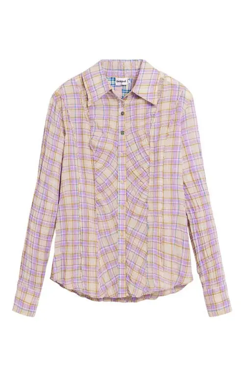 Desigual Check Print Button-up Shirt - Pink