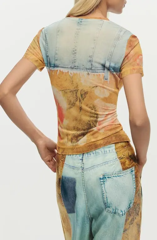 Desigual Patchwork Pattern T-shirt