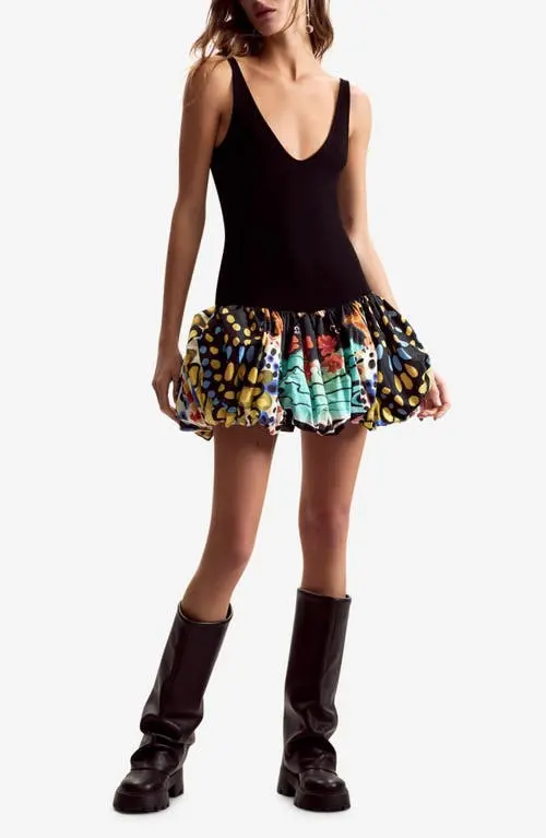 Desigual Lacroix Print Mixed Media Mini Dress