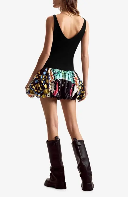 Desigual Lacroix Print Mixed Media Mini Dress