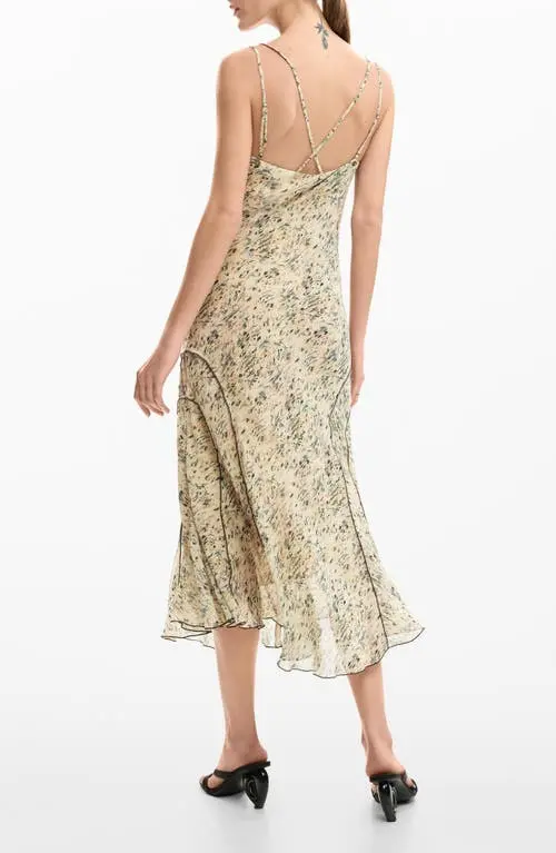 Desigual Abstract Print Crinkle Chiffon Slipdress