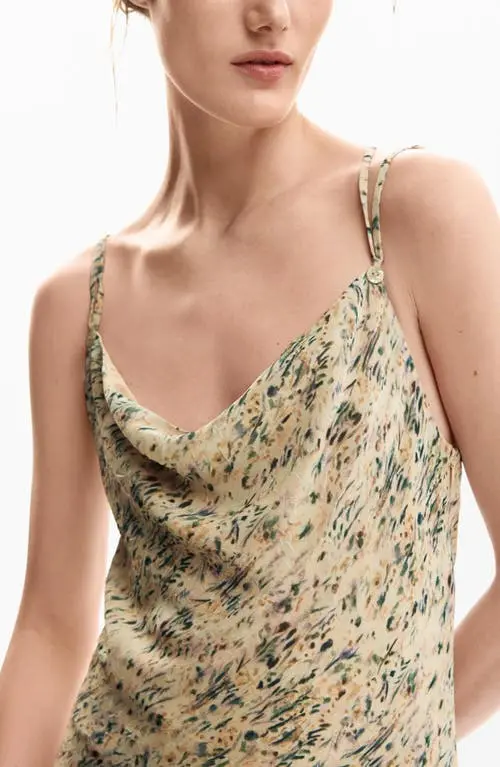 Desigual Abstract Print Crinkle Chiffon Slipdress
