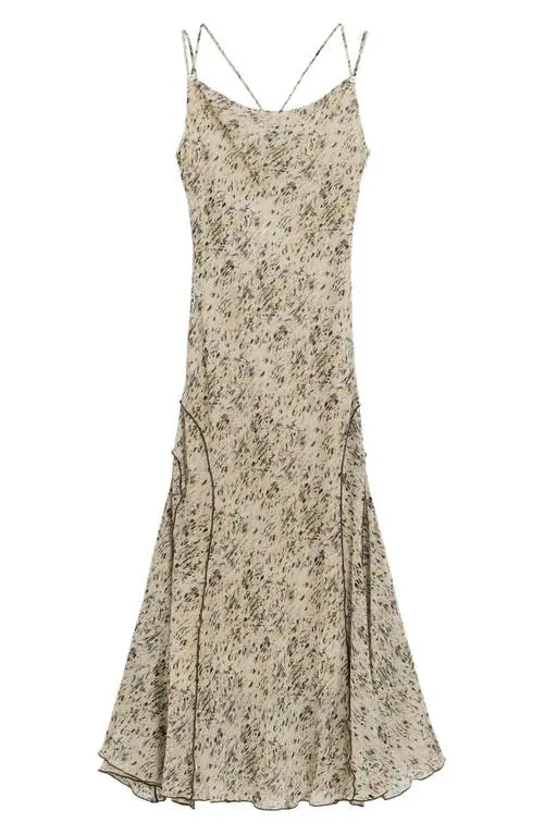 Desigual Abstract Print Crinkle Chiffon Slipdress