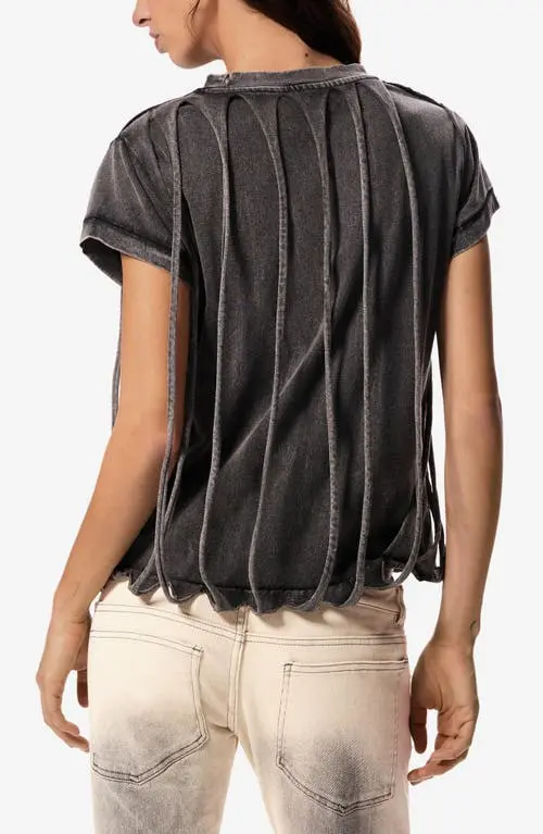 Desigual Slit Overlay T-shirt - Black