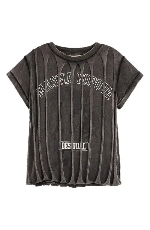 Desigual Slit Overlay T-shirt - Black