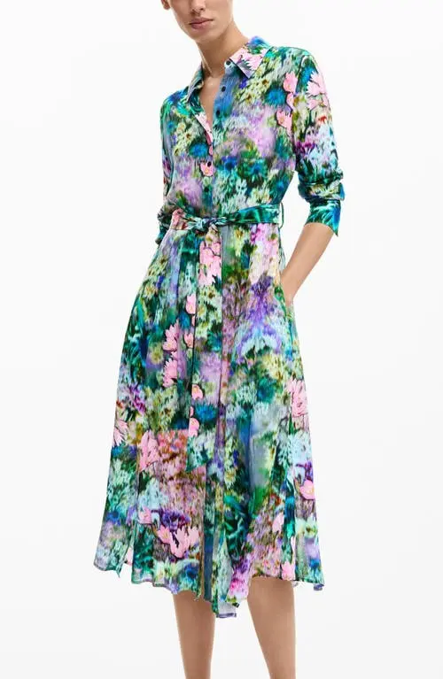 Desigual Abstract Floral Print Shirtdress