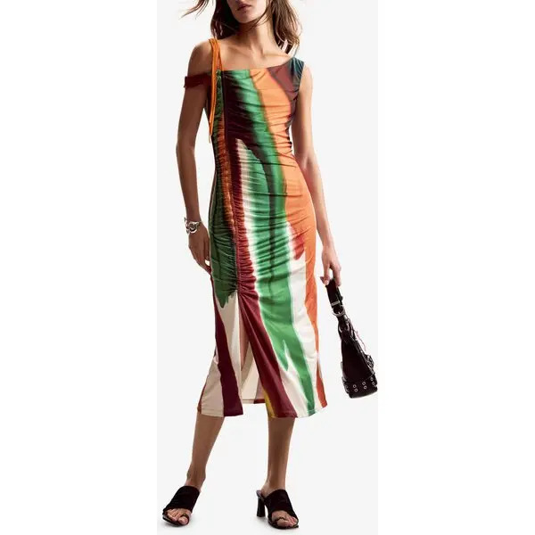 Desigual Stripe Asymmetric Dress - Off White