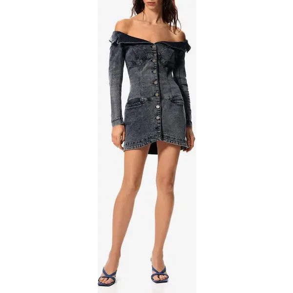 Desigual X Masha Popova Denim Mini Dress - Gray