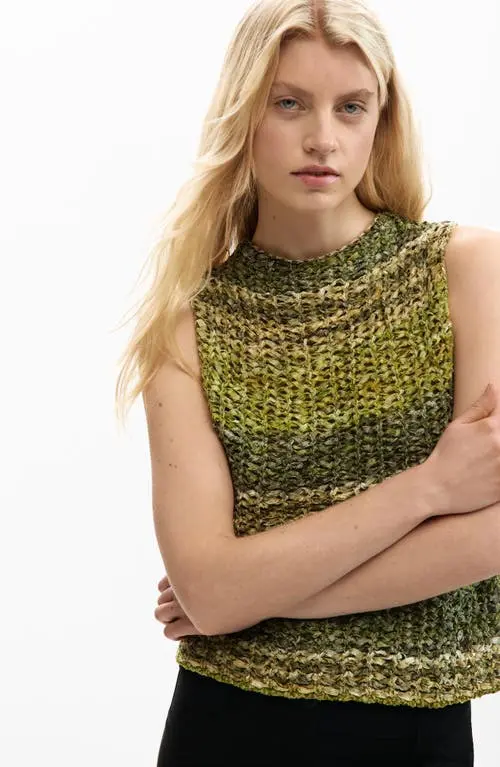 Desigual Stripe Sleeveless Crochet Sweater