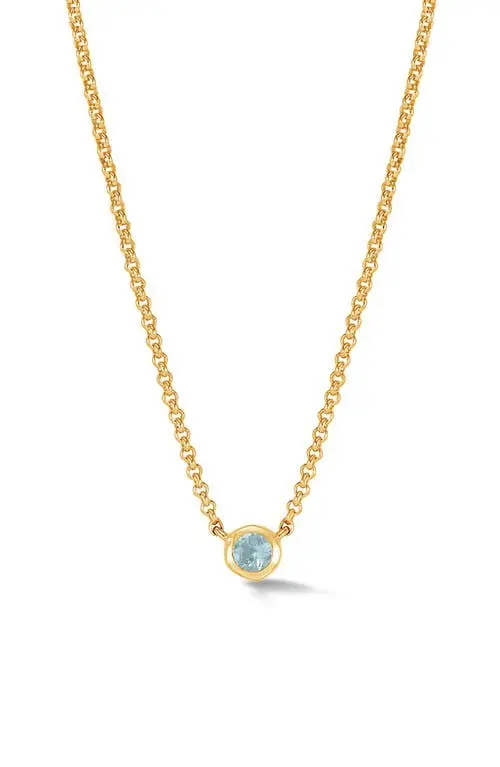 DOWER & HALL Aquamarine Round Dewdrop Pendant - Yellow Gold Vermeil