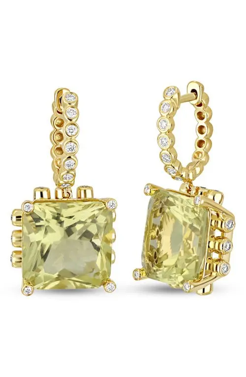 Bony Levy 18k Gold Iris Lemon Quartz & Diamond Drop Earrings - Yellow