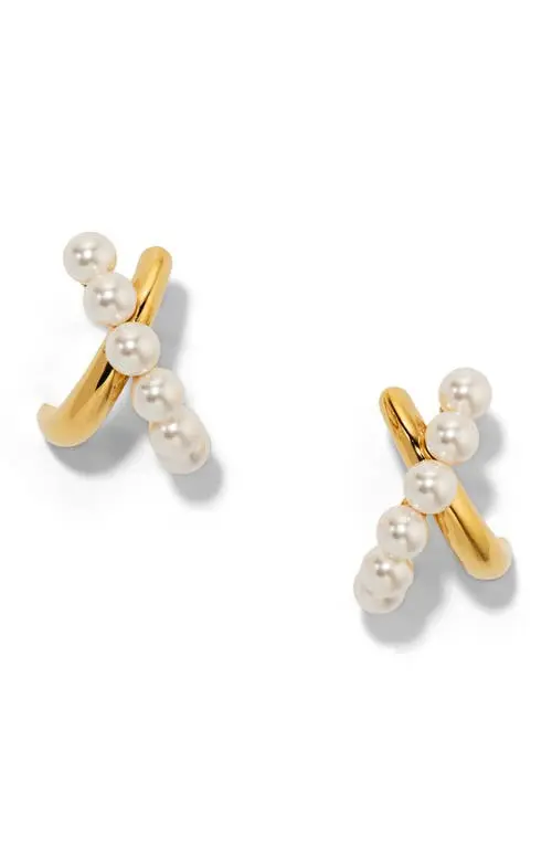 Nadri Esme Faux Pearl Hoop Earrings - Gold