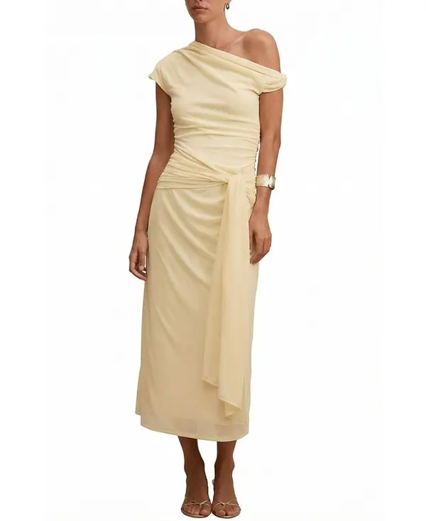EVER NEW Piper Draped Tie Mesh Midi Dress