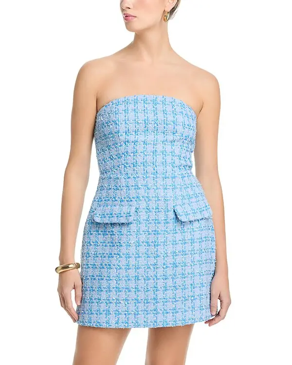 Aqua Tweed Midi Dress - Blue Multi