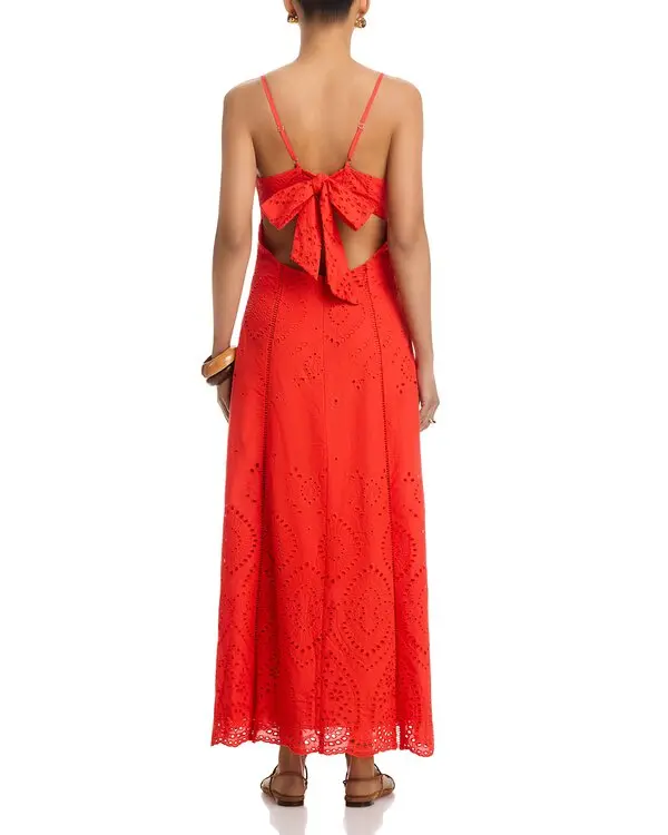 Aqua Eyelet V-neck Maxi Dress