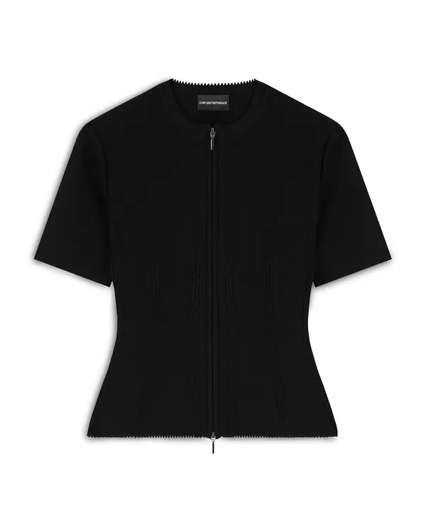 Buy Emporio Armani Short Sleeve Knit Jacket - Black At 40% Off