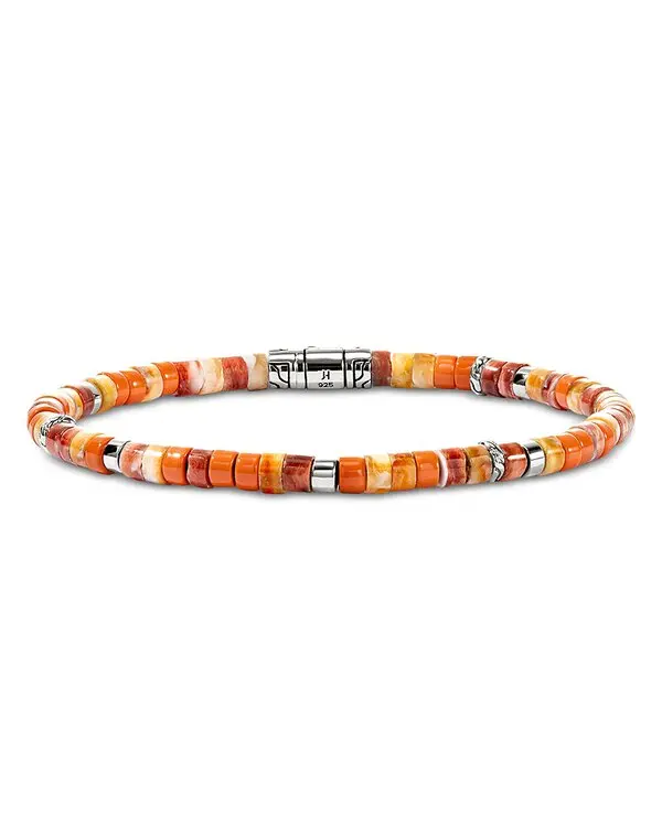 John Hardy Sterling Bracelet With Spiny Oyster Shell And Enamel Beads - Silver