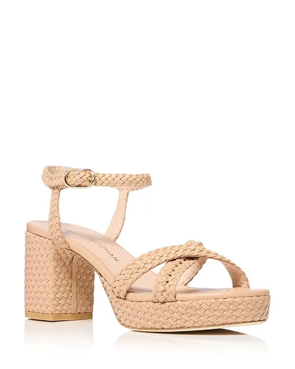 STUART WEITZMAN Dayna Woven 80 Platform Sandals - Adobe