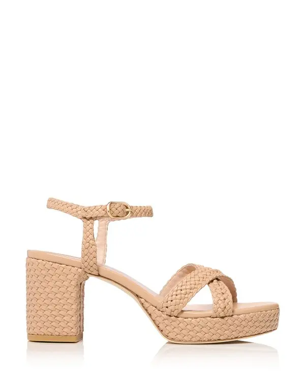 STUART WEITZMAN Dayna Woven 80 Platform Sandals - Adobe