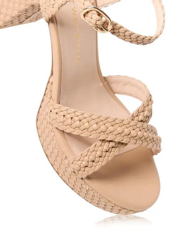 STUART WEITZMAN Dayna Woven 80 Platform Sandals - Adobe