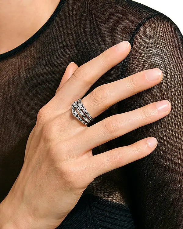 John Hardy Sterling Icon Diamond Pyramid Stack Ring