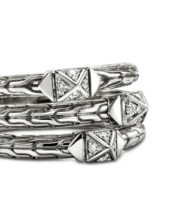 John Hardy Sterling Icon Diamond Pyramid Stack Ring