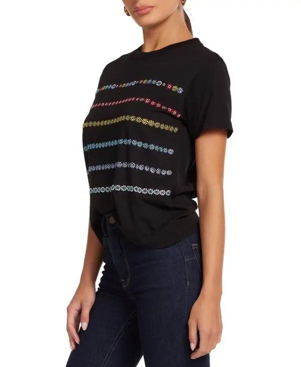 Lauren Moshi Ursula Crystal Evil Eye Stripe Top