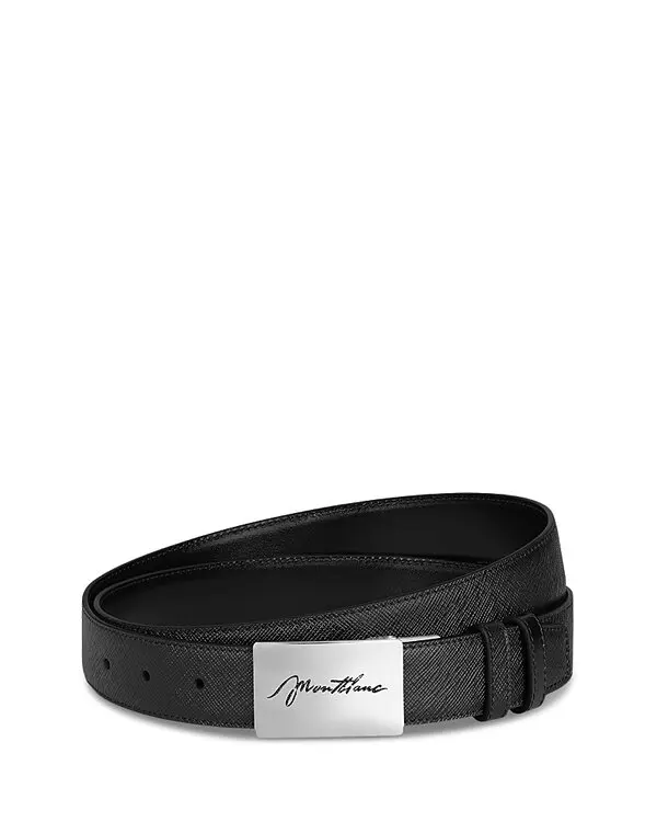 Montblanc Cursive Logo Pebble Leather Belt - Black