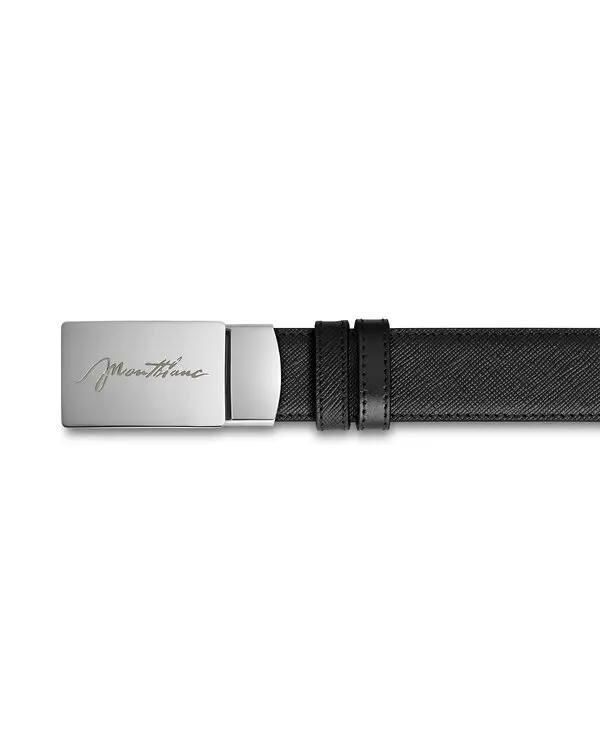 Montblanc Cursive Logo Pebble Leather Belt