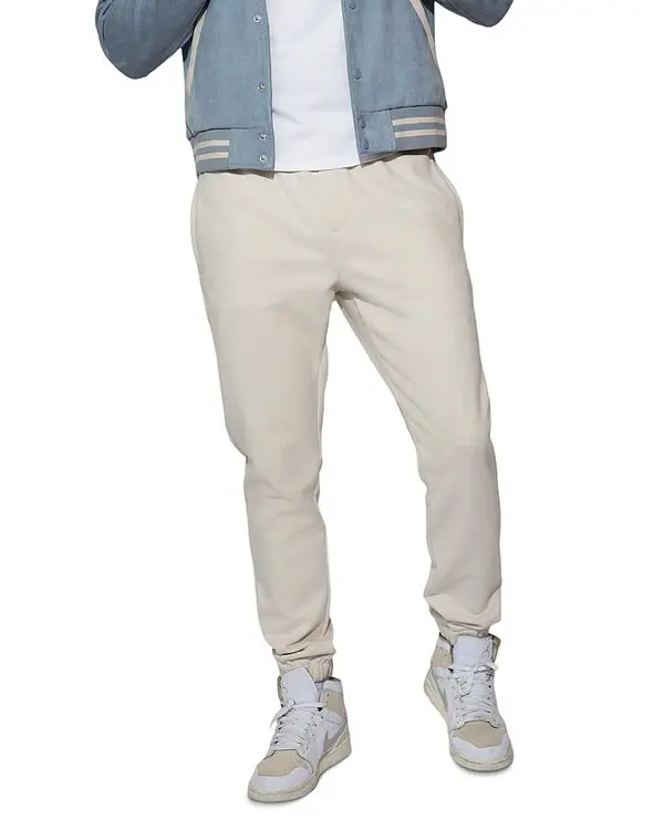 Monfrère Noah Slim Fit Faux Suede Pants - Ivory