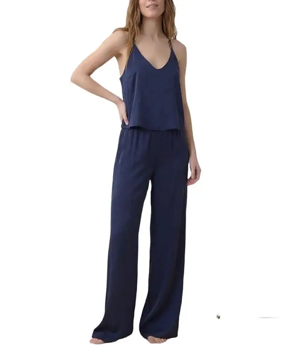 Lunya Washable Silk Cami Pant Set - Deep Blue