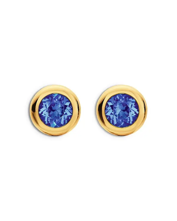 David Yurman 18k Yellow Gold Tanzanite Stud Earrings - Tanzanite/gold