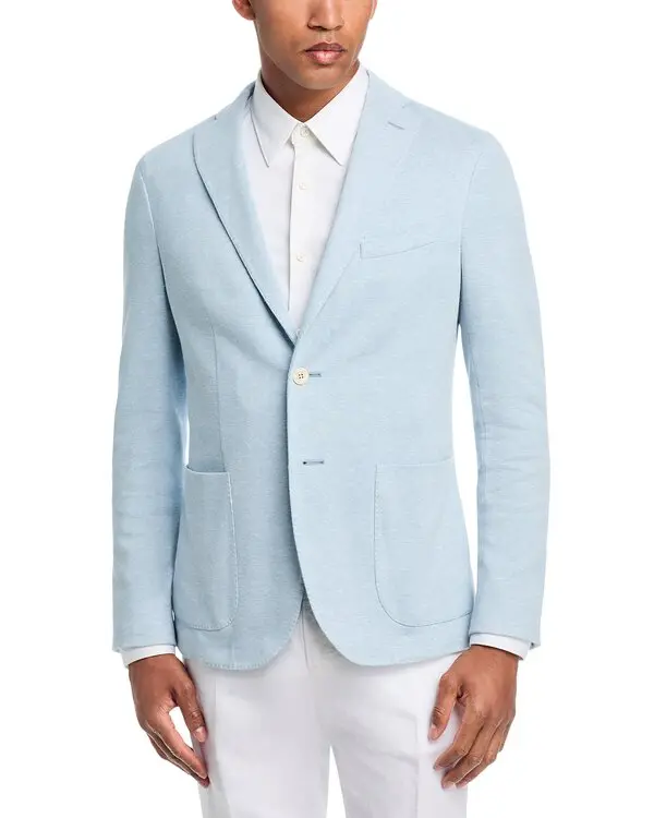 Boglioli Cotton & Linen Jersey Slim Fit K-jacket - Light Blue