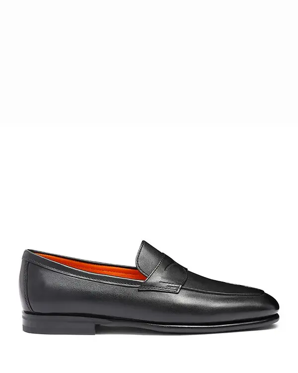 Santoni Leather Loafers - Black