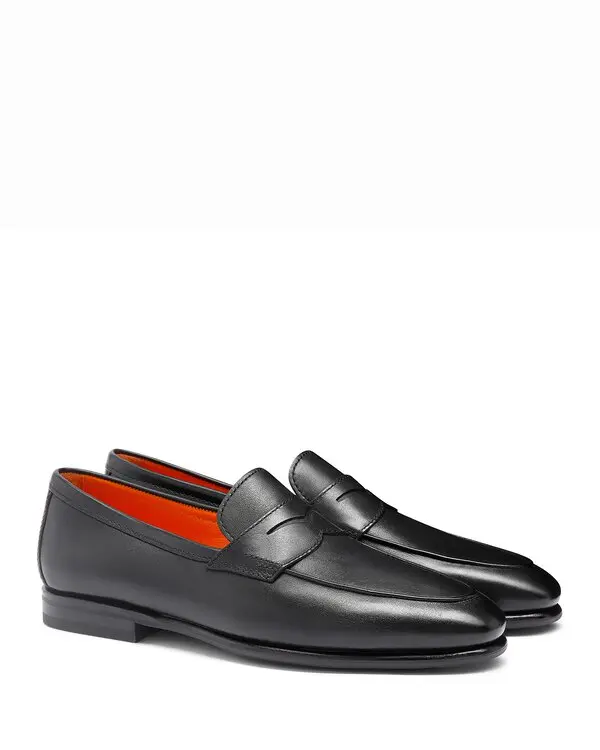 Santoni Leather Loafers - Black