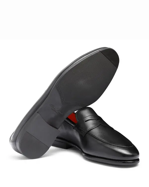 Santoni Leather Loafers - Black