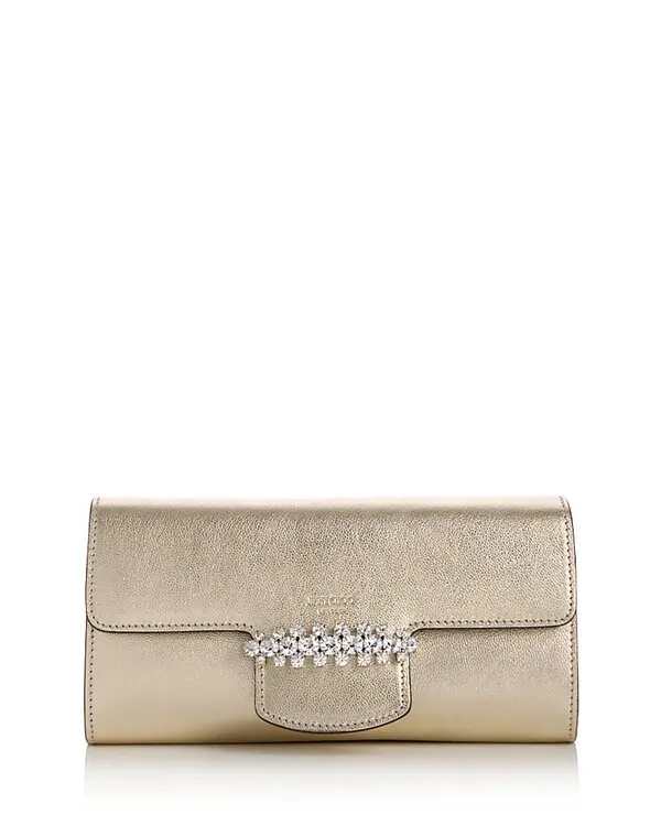JIMMY CHOO Bing Leather Wallet On Chain - Soft Gold/silver