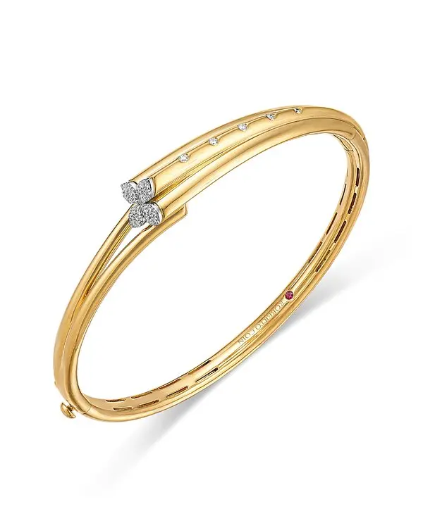 Roberto Coin 18k White And Yellow Gold Diamond Bypass Bangle - White/gold
