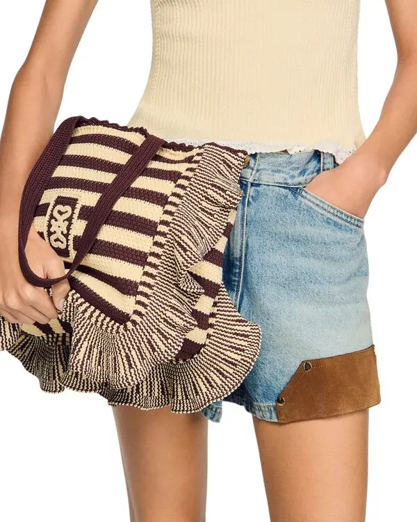 Sandro Striped Crochet Tote