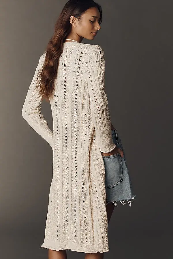 PILCRO Cotton Long-sleeve Crew-neck Duster
