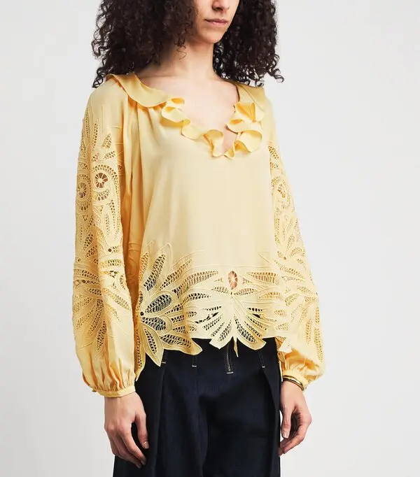 Ulla Johnson Silk Embroidered Adonis Blouse