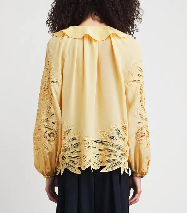 Ulla Johnson Silk Embroidered Adonis Blouse